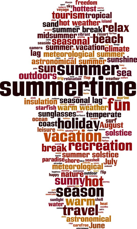 Summertime word cloud stock vector. Illustration of vacation - 155379087