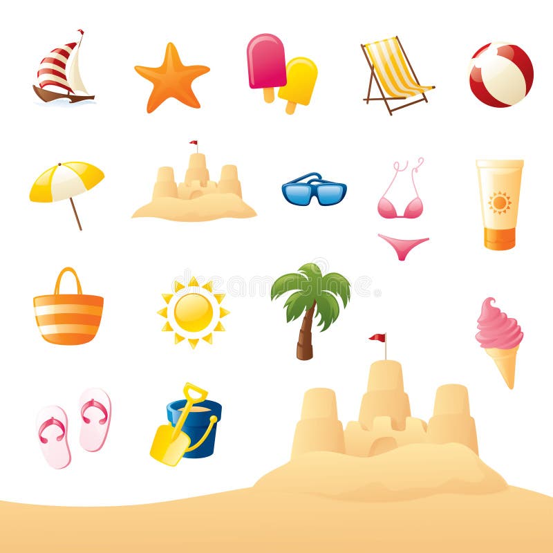 Summery Beach Icons stock vector. Illustration of spade - 47013569