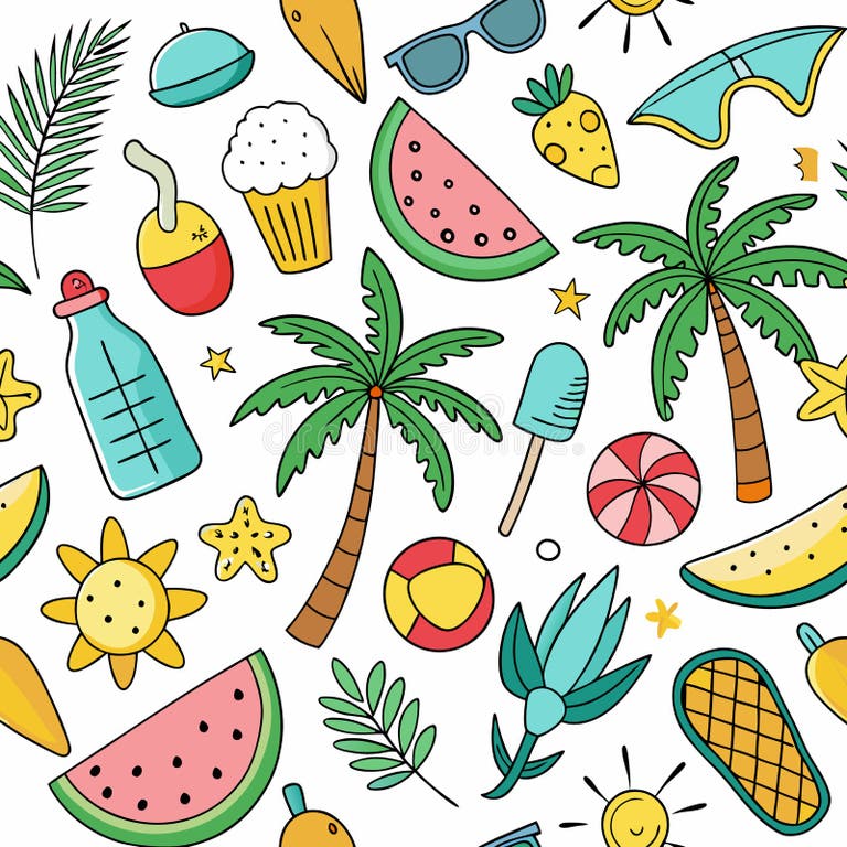 Summery, Colorful, Fun, Tropical Pattern Stock Image - Image of cute ...