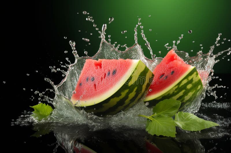 Summery Splash Watermelon Gets a Refreshing Splash on a Green ...