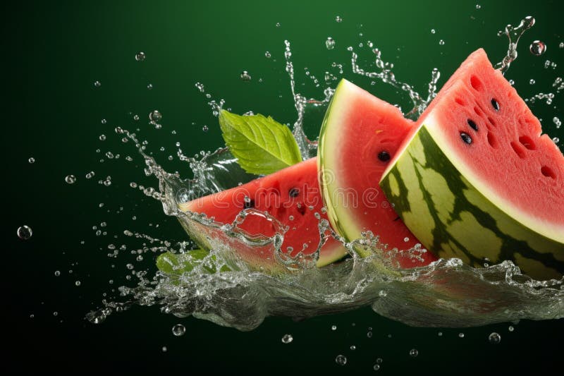 Summery Splash Watermelon Gets a Refreshing Splash on a Green ...