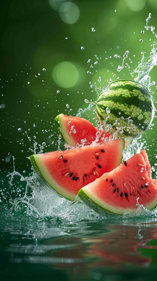 Summery Splash Watermelon Gets a Refreshing Splash on a Green ...