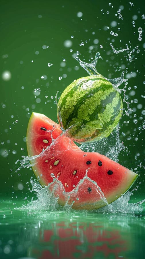 Summery Splash Watermelon Gets a Refreshing Splash on a Green ...
