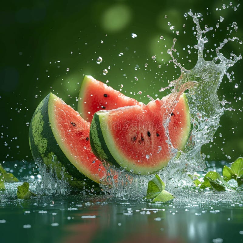 Summery Splash Watermelon Gets a Refreshing Splash on a Green ...