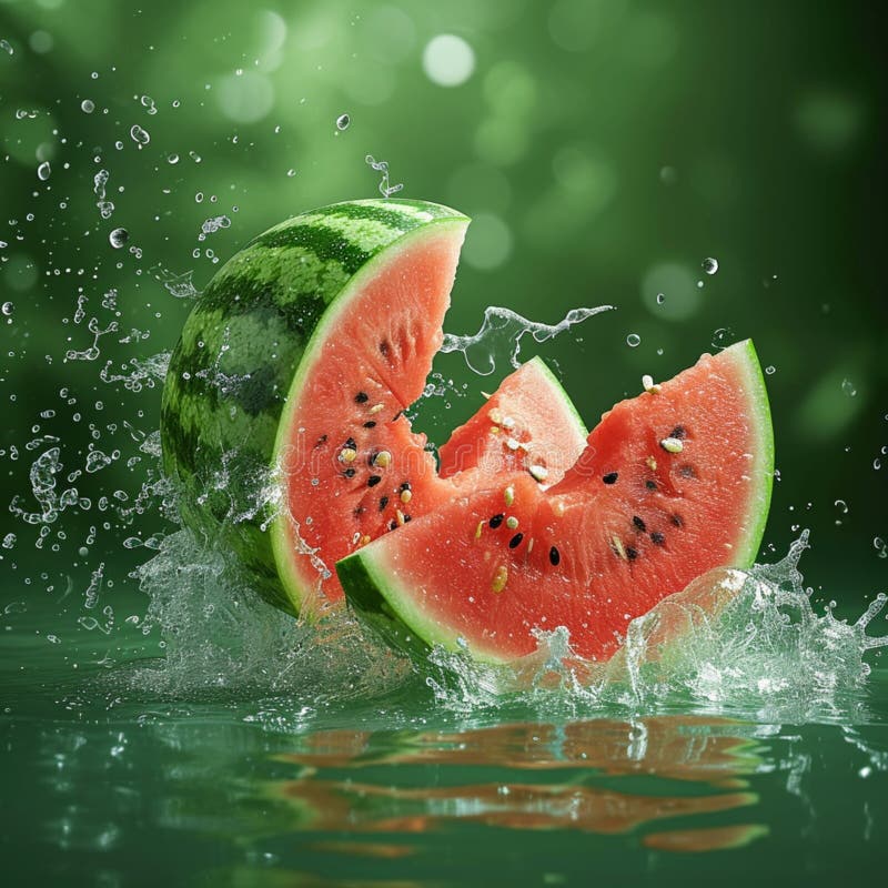 Summery Splash Watermelon Gets a Refreshing Splash on a Green ...
