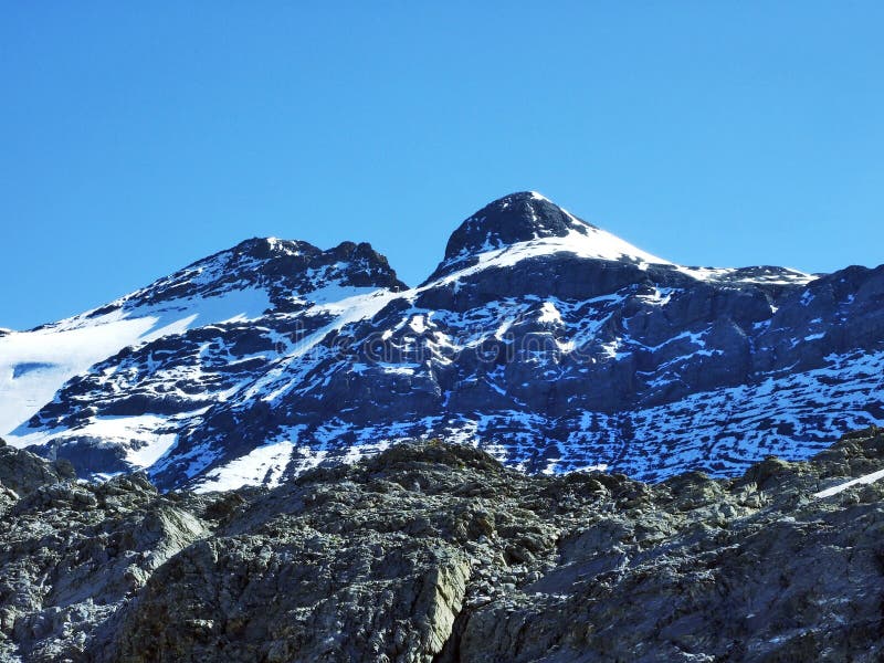 Summit Clariden in the Glarus Alps Mountain Range Stock Image - Image ...