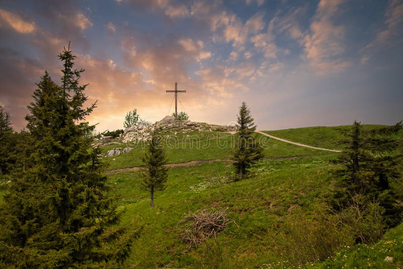 Summit Cross in the Bavarian Alps Stock Photo - Image of germany ...