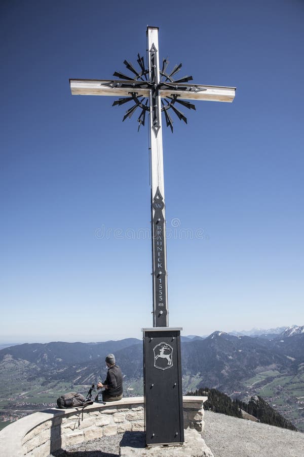 Summit Cross of Brauneck Mountain in Bavaria, Germany Editorial Image ...