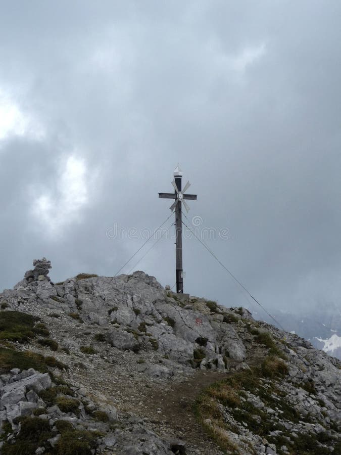Summit Cross of Daniel Mountain in Tyrol, Austria Stock Photo - Image ...