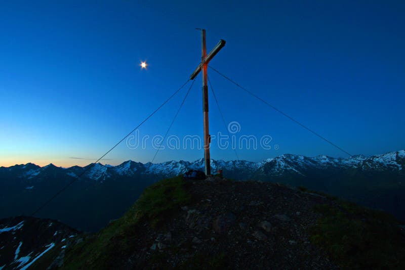 Summit cross in morning stock photo. Image of christians - 74666044