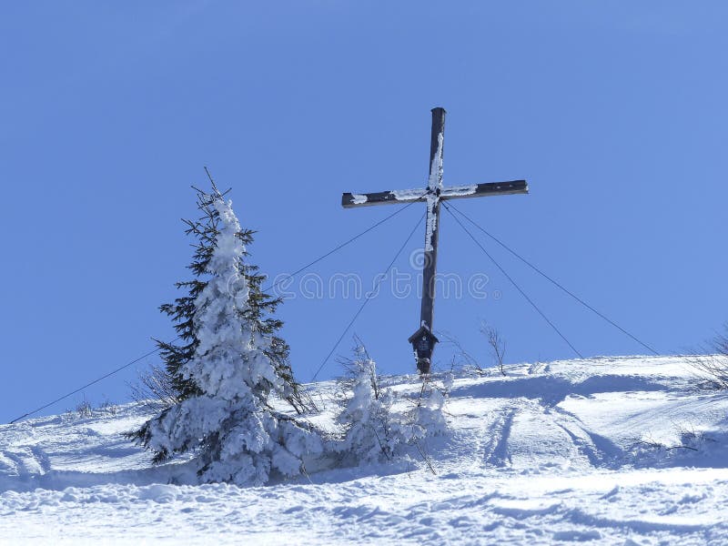 Summit Cross of Setzberg Mountain, Bavaria, Germany Stock Image - Image ...
