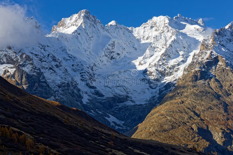 Summit and Glacier in La Meije Mountain Range Stock Photo - Image of ...