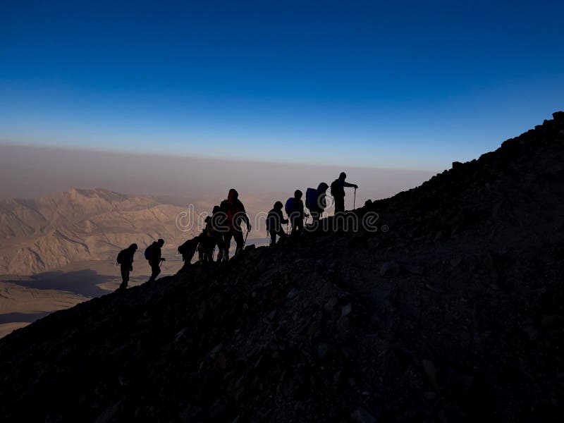 Summit Hikes of Professional Climbers in Damavand Mountain Stock Image ...