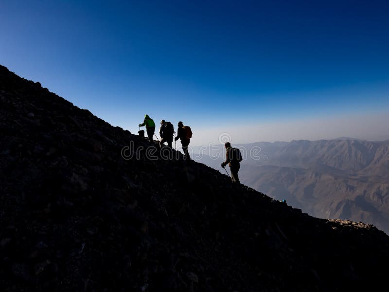 Summit Hikes of Professional Climbers in Damavand Mountain Stock Image ...