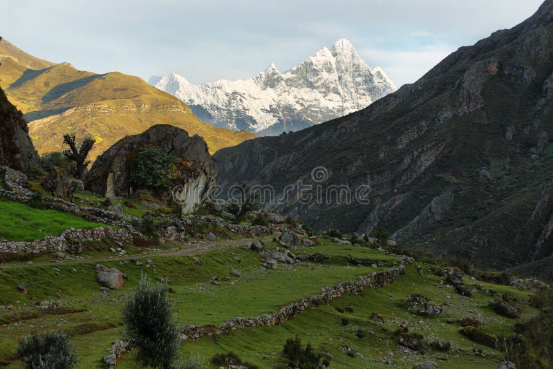 Summit of Huantsan in the Peruvian Andes Stock Photo - Image of ...