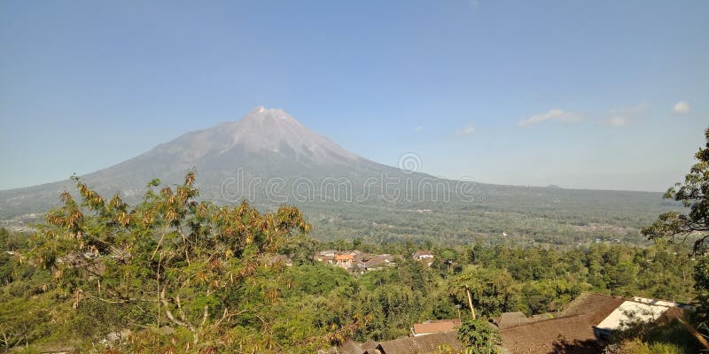 The Summit of Mount Merapi Crater Looks Beautiful with and Settlements ...