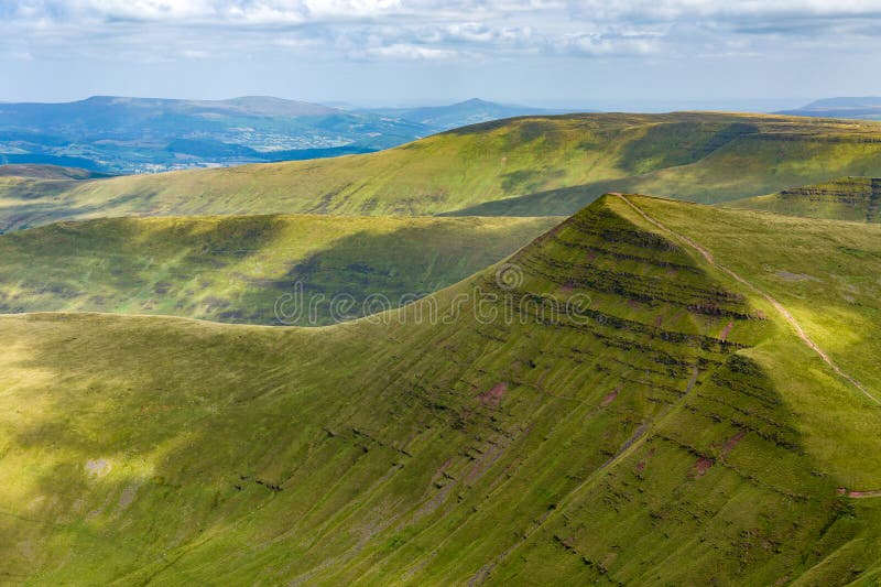 Summit and North Ridge of Cribyn in the Brecon Beacons, Wales Stock ...