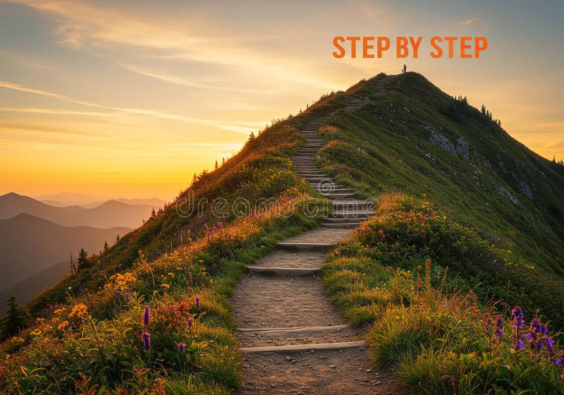 Step by Step Summit Goal Inclining Path Achievement Stock Illustration ...