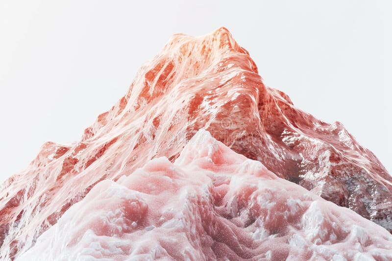 The Summit of a Pink Salt Mountain, Highlighted Against a Stark White ...