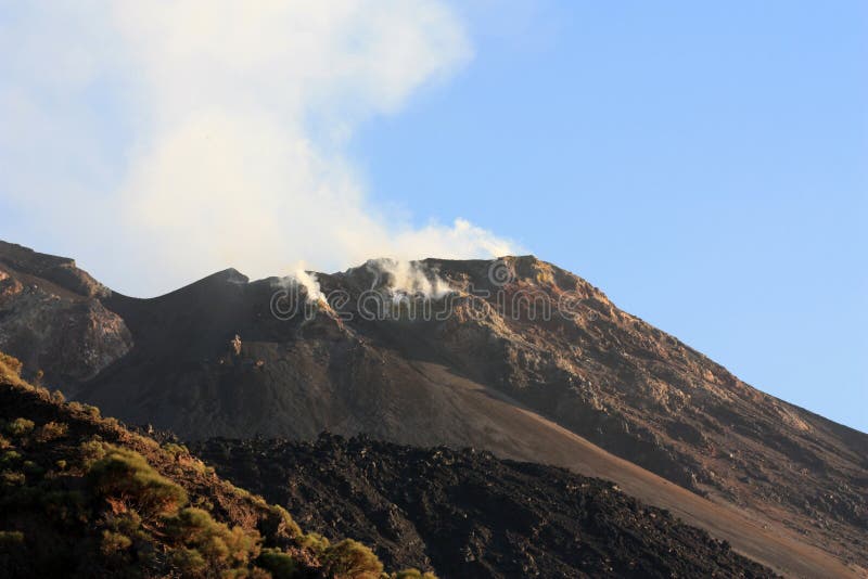 Summit with the Sciara Del Fuoco Des Stromboli Stock Photo - Image of ...