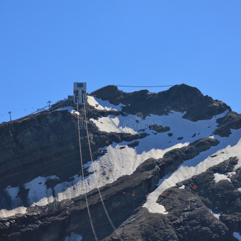 Summit Station of the Glacier 3000 Cable Car. Stock Photo - Image of ...