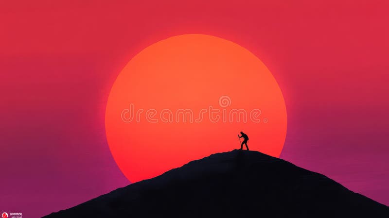 Summit Success: Climbers Support Each Other at Sunset, Embodying ...