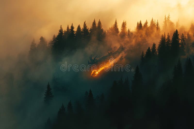 Summoning the Dragon, Magician Invoking a Beast, Sorcerer Performing ...