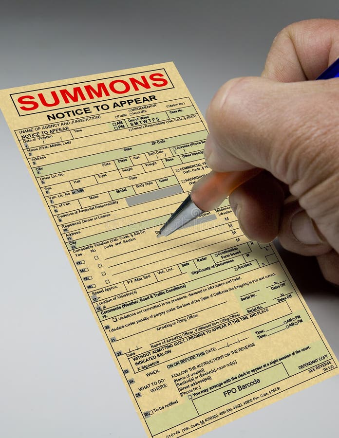Summons ticket to court stock image. Image of lawful, case - 4438967