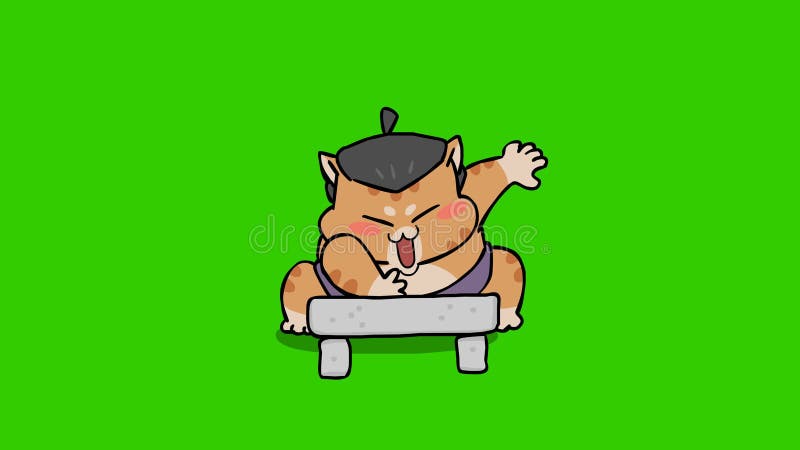 Sumo Cat Animation on Green Screen Stock Video - Video of angry, asia ...