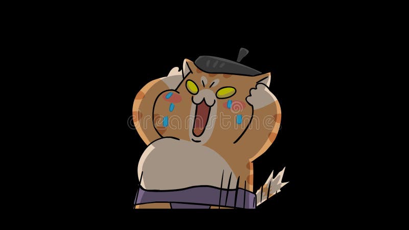 Sumo Cat Animation in Shock - Transparent Background Stock Video ...