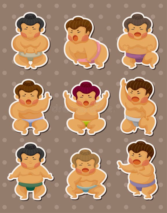 Sumo player stickers stock vector. Illustration of japanese - 26369975