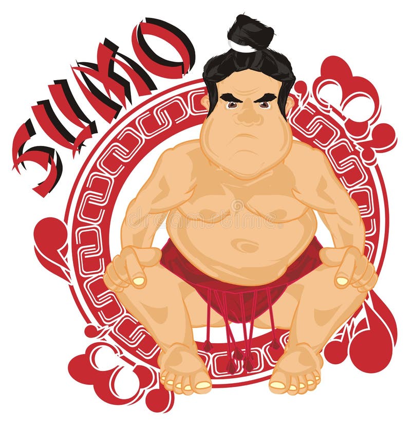 Sumo Wrestler and Colored Rounds Stock Illustration - Illustration of ...