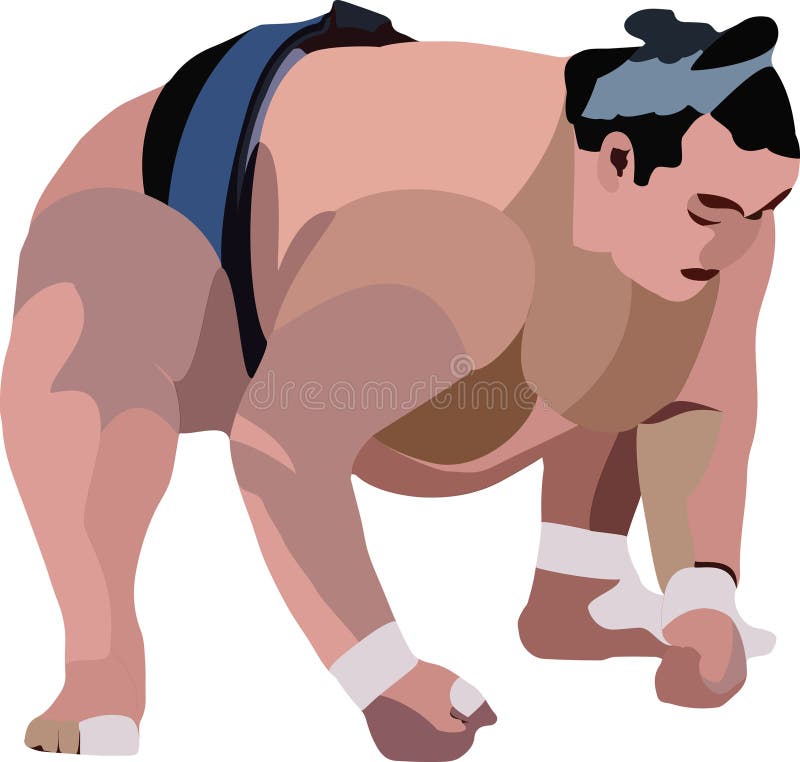 Sumo Wrestler in Sprt Position Symbol of Japan- Stock Vector ...