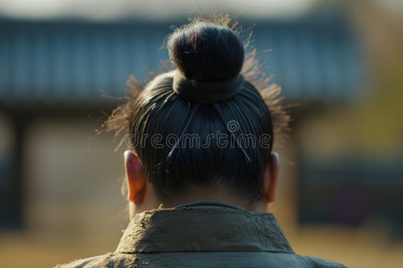 A Sumos Topknot Hairstyle during the Battle Stock Image - Image of ...