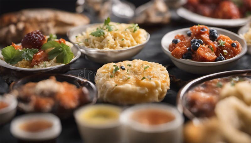 Sumptuous Appetizers and Starters at a Fine Dining Dinner Stock Photo ...