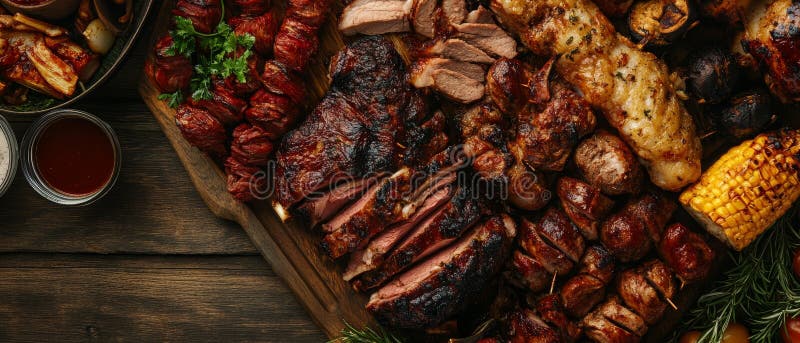 A Sumptuous Barbecue Platter Featuring an Array of Grilled Meats ...