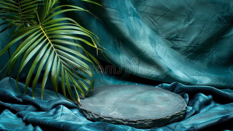 Sumptuous Blue Stone Podium Surrounded by Exotic Foliage in Elegant ...