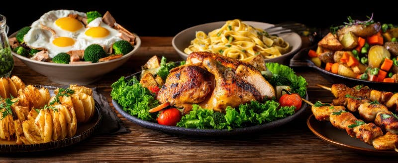 The Sumptuous Feast Showcasing a Variety of Delicious Dishes on a ...