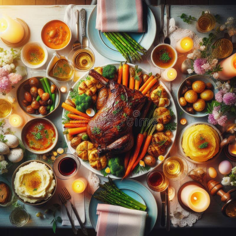 A Lamb Feast Played Out for Easter Celebration Stock Illustration ...