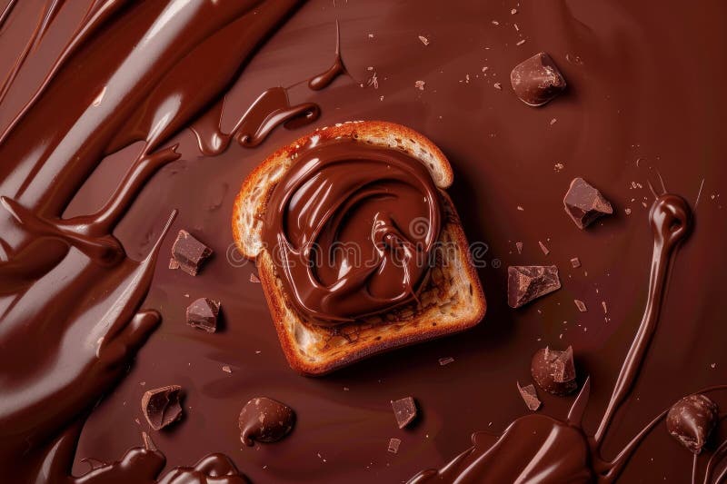 Decadent Chocolate Spread on Toast with Chocolate Chunks Stock Image ...