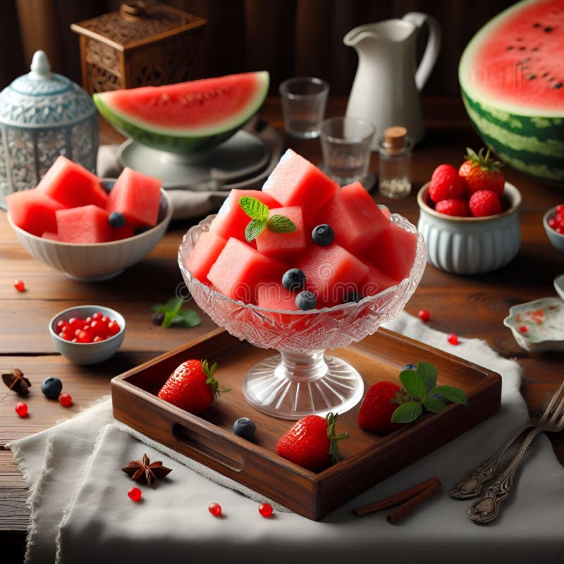 Sumptuous Watermelon Presentation: Beauty Redefined. Stock Illustration ...
