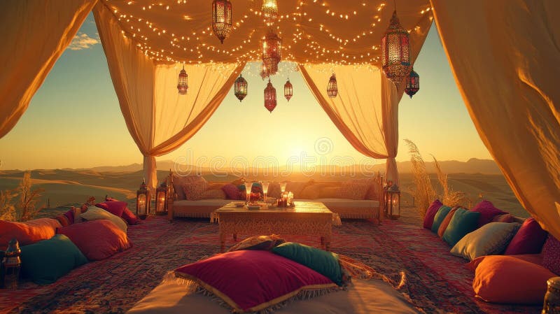 A Sumptuously Embellished Balcony of a Palace, Facing the Desert Stock ...