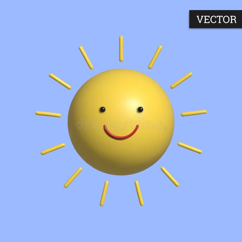 Sun 3d Icon Vector Illustration in Cartoon Style Stock Vector ...