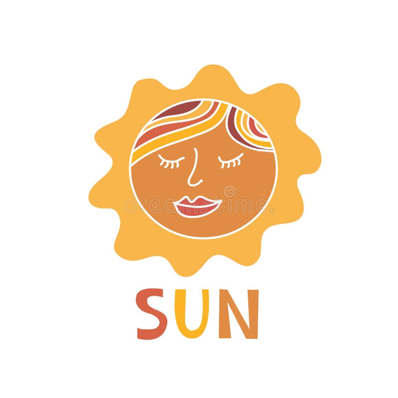 Sun1 向量例证. 插画 包括有 艺术, 打印, 标签, 问候, 享用, 减速火箭, 动画片, 你好, 概念 - 94343074