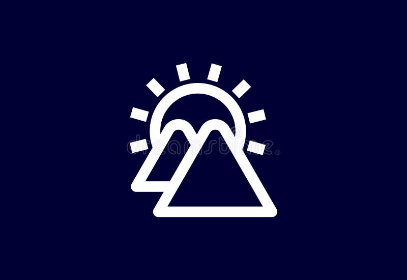 Sun Above Mountain Peak. Line Art Style Mountain Logo Template Vector ...