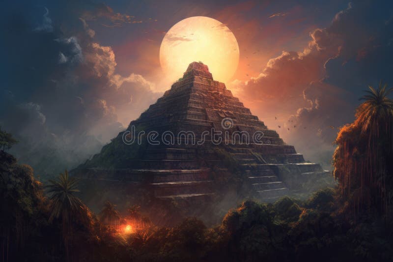 Sun Ancient Pyramid. Generate Ai Stock Illustration - Illustration of ...