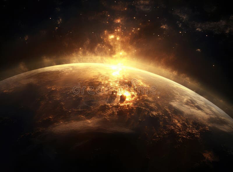 The Sun Appears from Behind the Planet Earth Stock Illustration ...