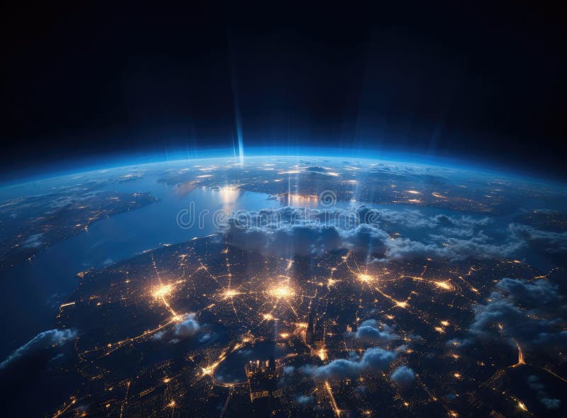 The Sun Appears from Behind the Planet Earth Stock Illustration ...