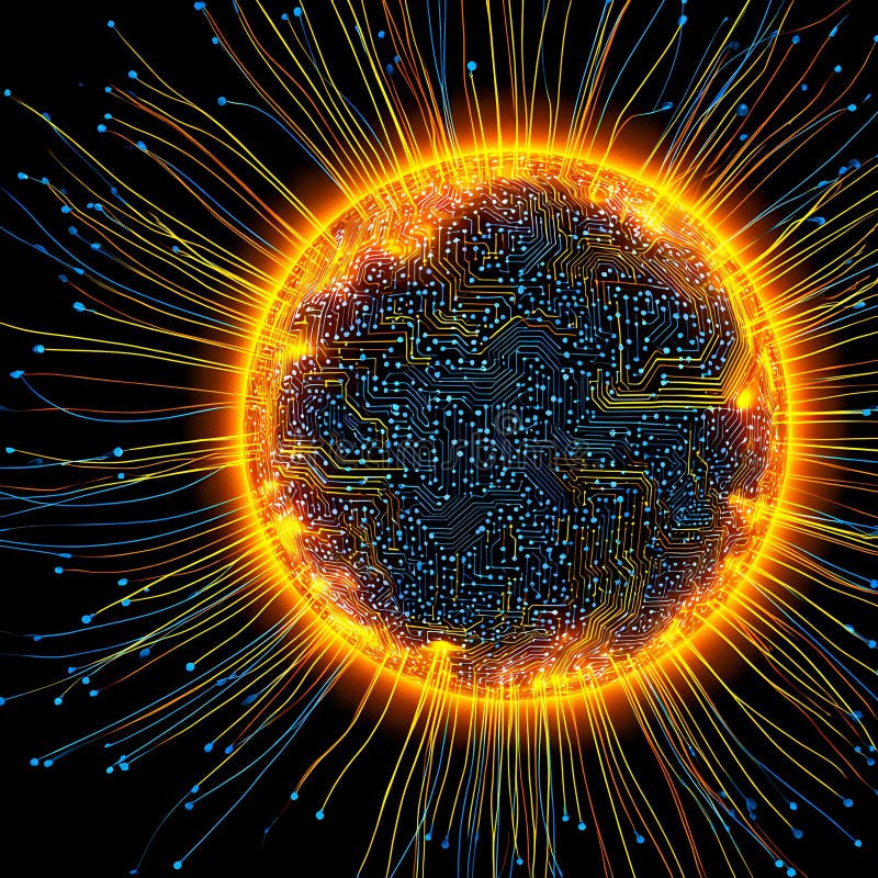 The Sun As a Computer Circuit Futuristic Tech Concept Stock ...