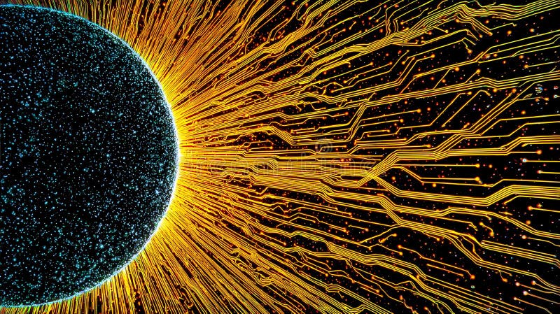 The Sun As a Computer Circuit Futuristic Tech Concept Stock ...